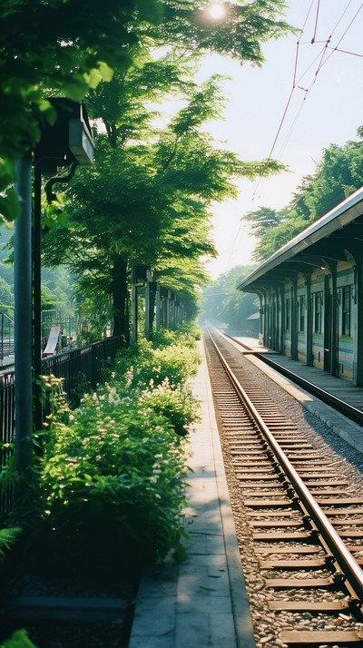Countryside trainstation outdoors railway vehicle. | Free Photo - rawpixel