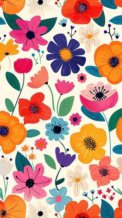 Colorful flower pattern plant. | Free Photo Illustration - rawpixel