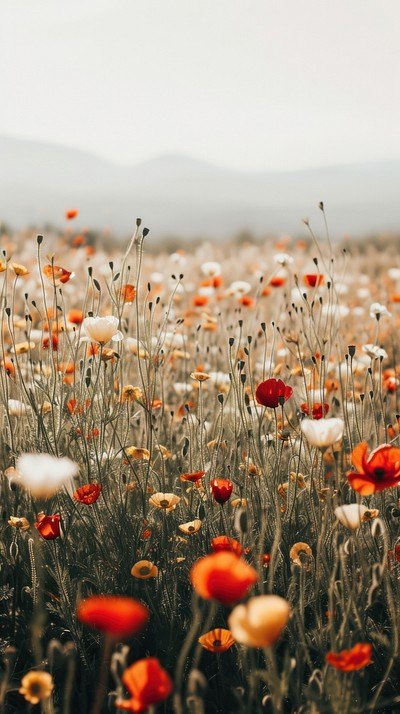 Aesthetic flower field photo landscape | Free Photo - rawpixel