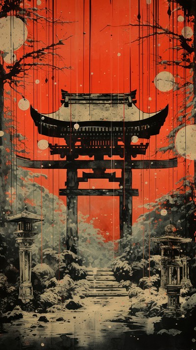Japanese wood block print illustration | Premium Photo Illustration ...