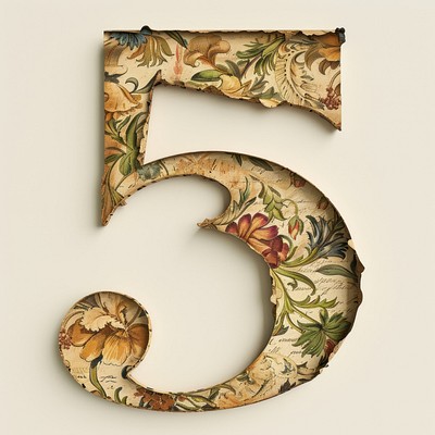 Vintage Alphabet Number 5 number | Free Photo Illustration - rawpixel