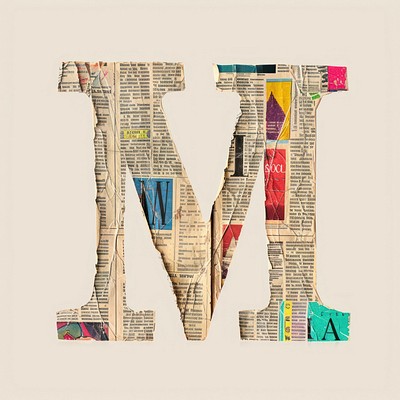 Magazine paper letter M collage | Premium PNG - rawpixel