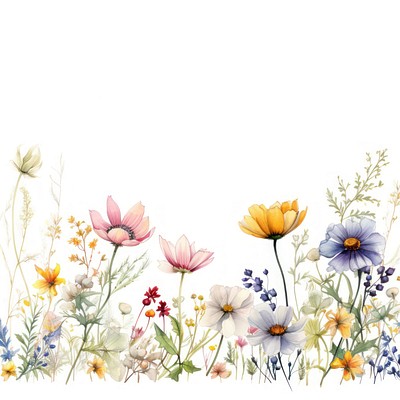 Wildflowers border watercolor backgrounds outdoors | Free Photo ...