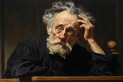 judge thinking painting art portrait. | Free Photo Illustration - rawpixel