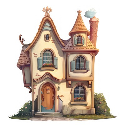 Cartoon retro house architecture building | Premium Photo Illustration ...