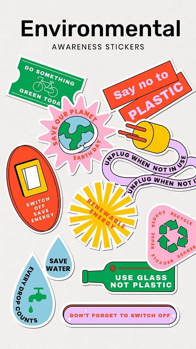 Environmental awareness sticker set | Premium Photo - rawpixel