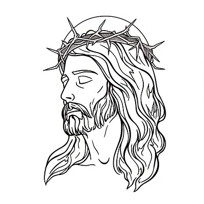 Illustration minimal simple jesus sketch | Premium Photo Illustration ...