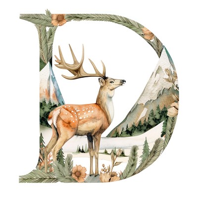 letter D nature antler mammal. | Premium Photo Illustration - rawpixel