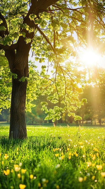 Spring tulips background nature tree | Free Photo - rawpixel
