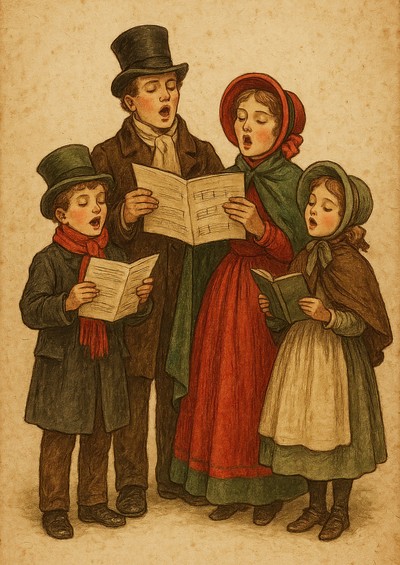 Victorian carolers singing together joyfully | Free Photo Illustration ...