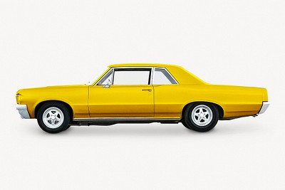 Yellow vintage car sticker, vehicle | Premium PSD - rawpixel