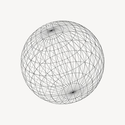 Wireframe sphere, geometric illustration vector. | Free Vector - rawpixel