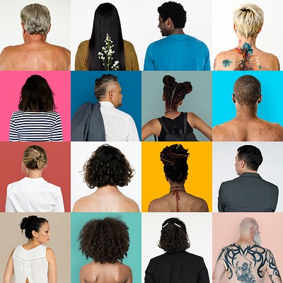 Set of portraits of backs | Premium Photo - rawpixel