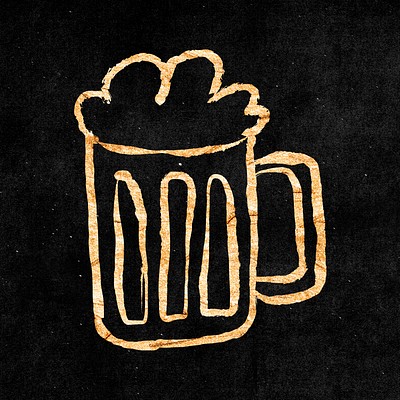 Beer glass sticker, gold aesthetic | Premium PSD Illustration - rawpixel
