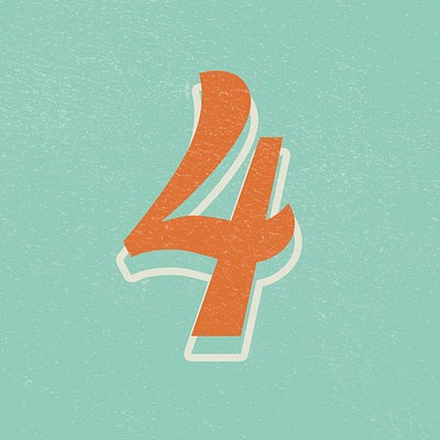 Number four 4 retro vintage | Premium PSD - rawpixel