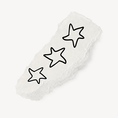 Cute star doodle, torn paper | Free PSD - rawpixel