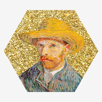 Van Gogh's Self-Portrait, gold glitter | Free Photo - rawpixel