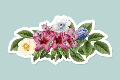 Colorful spring blossoms sticker vector | Premium Vector - rawpixel
