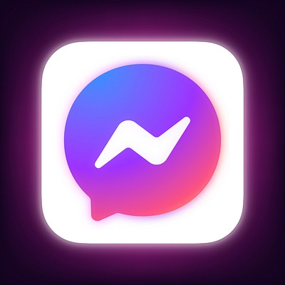 Messenger icon social media neon | Premium Vector - rawpixel