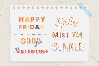 Colorful words set on a paper | Premium Vector - rawpixel