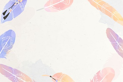 Pastel Boho feather frame watercolor | Free Photo - rawpixel