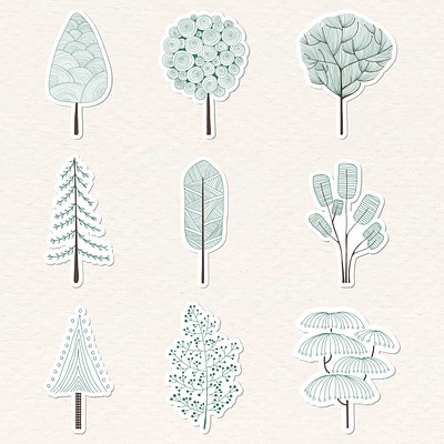 Cute pine tree sticker white | Premium PNG - rawpixel