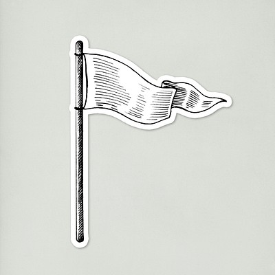 Hand drawn white flag sticker | Premium PNG Sticker - rawpixel