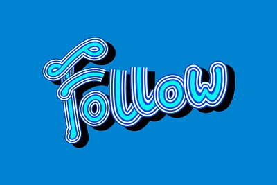 Retro blue Follow png word | Premium PNG Sticker - rawpixel