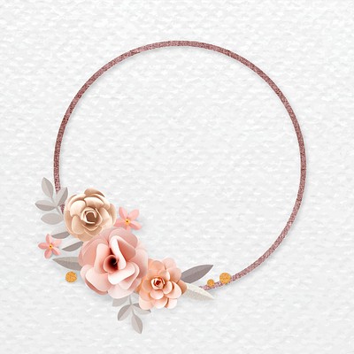 Psd paper craft floral round | Premium PSD - rawpixel
