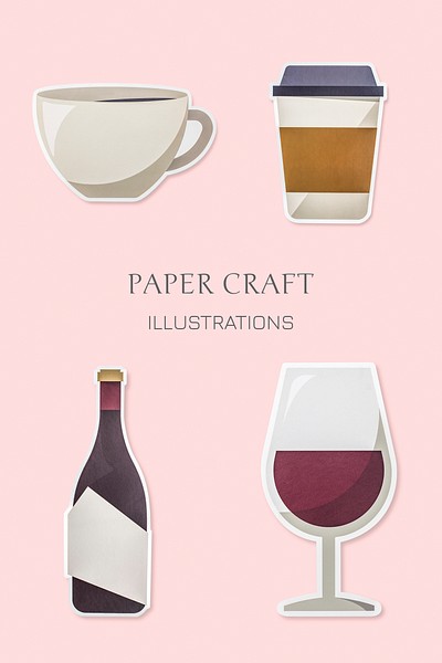 Mixed drinks paper craft illustration | Premium PSD - rawpixel