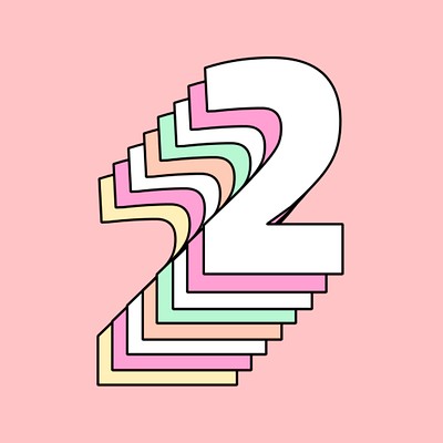 Retro 3d pastel two png | Premium PNG Sticker - rawpixel