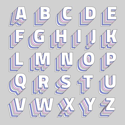 Pastel alphabet retro layered vector | Premium Vector - rawpixel