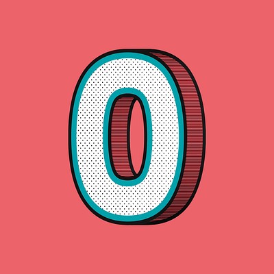 Number 0 3D halftone effect | Premium PSD - rawpixel