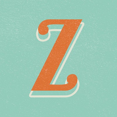 Orange vintage capital letter Z | Premium PSD - rawpixel