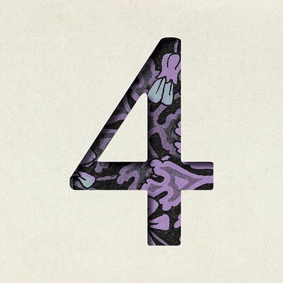 Vintage purple number 4 psd | Premium PSD - rawpixel