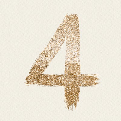 Transparent glitter number 4 gold | Premium PNG Sticker - rawpixel