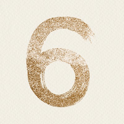 Gold glitter 6 number psd | Premium PSD - rawpixel