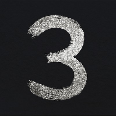 Silver glitter 3 number png | Premium PNG Sticker - rawpixel