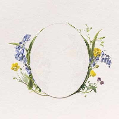 Floral frame botanical oval badge | Premium Photo - rawpixel