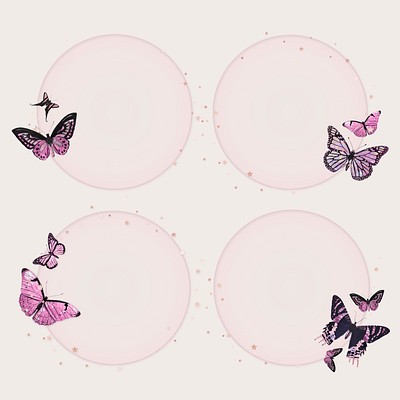 Girly circle frame butterfly vector | Premium Vector - rawpixel