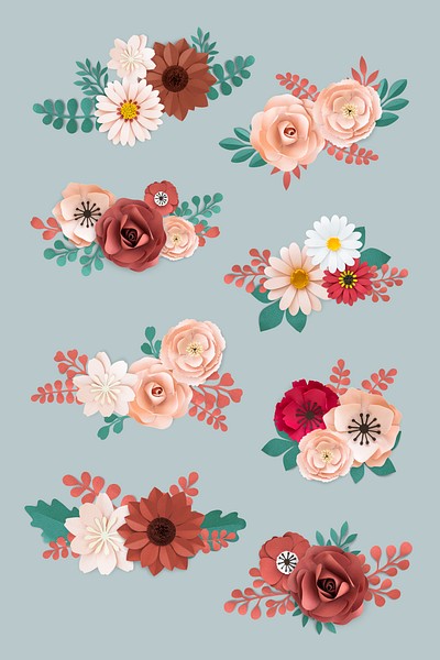 Floral design element vector set | Premium PSD - rawpixel