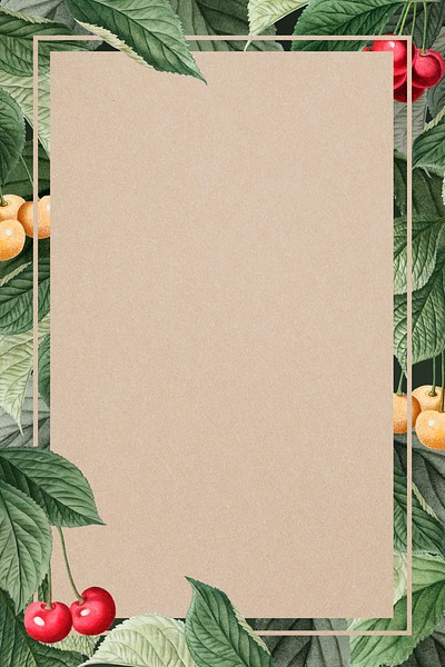 Hand drawn cherry pattern rectangle | Premium PSD - rawpixel