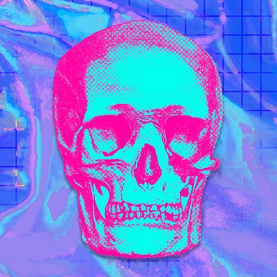 Hand drawn funky skull halftone | Premium PSD - rawpixel