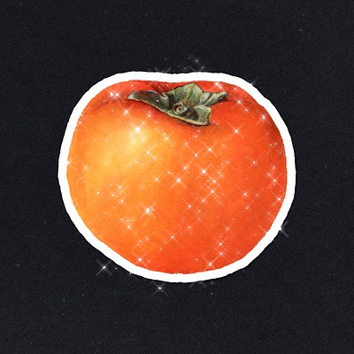 Hand drawn sparkling persimmon sticker | Premium PNG Sticker - rawpixel
