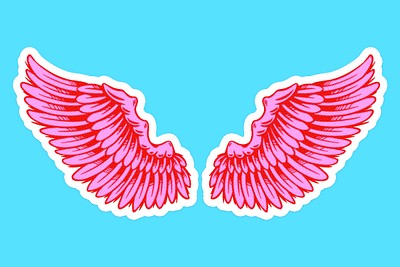 Neon pink wings sticker white | Premium PNG Sticker - rawpixel
