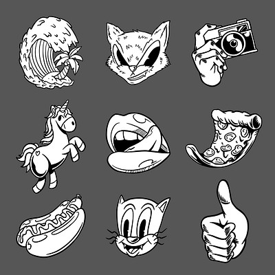 Cool black and white sticker | Premium PNG - rawpixel