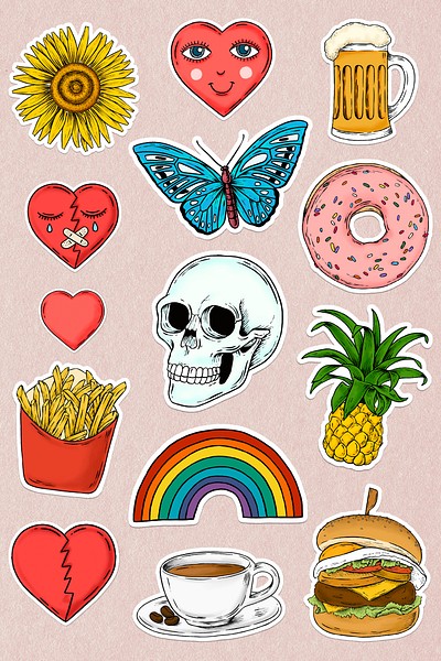 Colorful sticker set design resources | Premium PSD - rawpixel