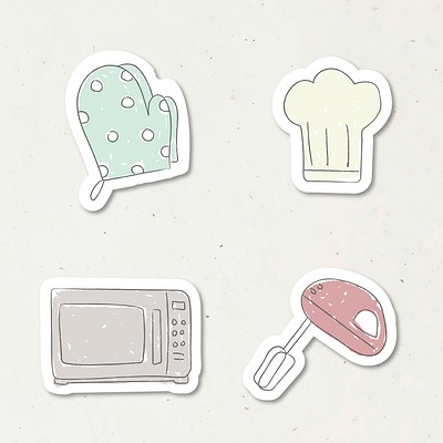 Cute cooking utensils doodle stickers | Premium PNG - rawpixel
