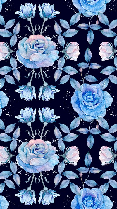 Blue rose patterned mobile wallpaper | Free Photo - rawpixel