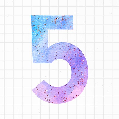 Number 5 pastel font png | Premium PNG Sticker - rawpixel